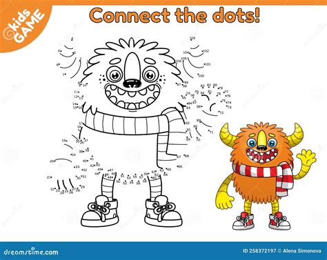 Game Dot To Dot Cartoon Monsters 3 Stock Vector Illustration Of Coloring Draw 258372197