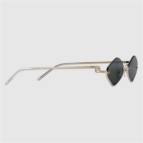 Geometric Frame Sunglasses In Gold Toned Gucci® Us