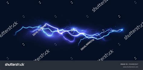 Bright Flickering Lightning Effect Thunderstorm Stormy Stock Vector