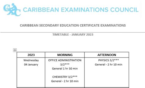 Cxc Csec Timetable January 2023 My Trini Chile
