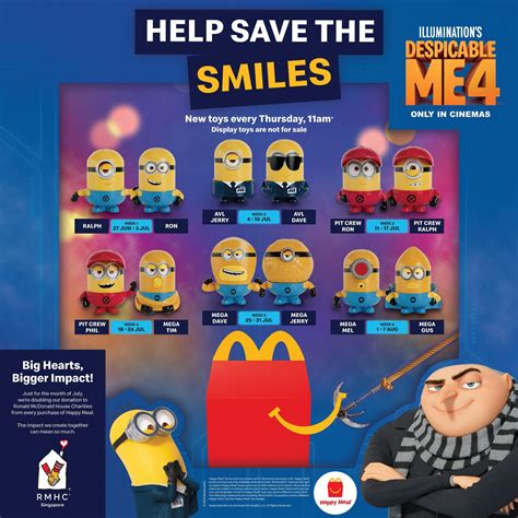 New ‘despicable Me Minion Toys With Every Mcdonalds Spore Happy Meal From Jun 27 Aug 7