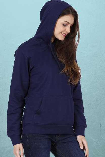 Plain Navy Blue Hoodie For Women Nautunkee
