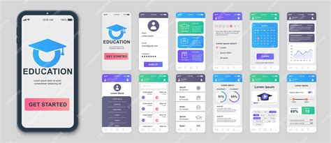 Premium Vector Education Mobile App Interface Screens Template Set Online Account Progress