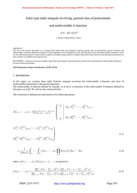 pdf euler type triple integrals involving general class of
