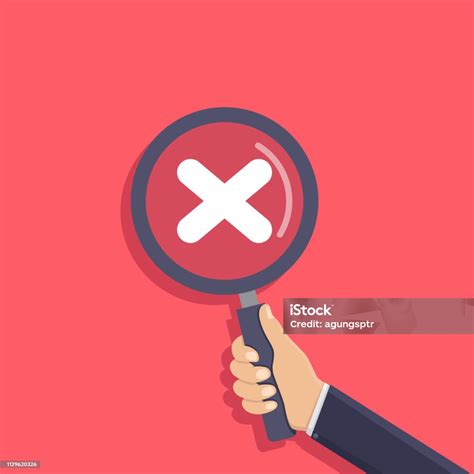 비즈니스 손을 잡고 돋보기 오류 기호 평면 디자인 벡터 일러스트 레이 션 개념에 대한 스톡 벡터 아트 및 기타 이미지 개념