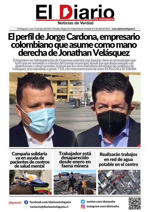 El Diario De Antofagasta Portada De Julio El Diario De Antofagasta