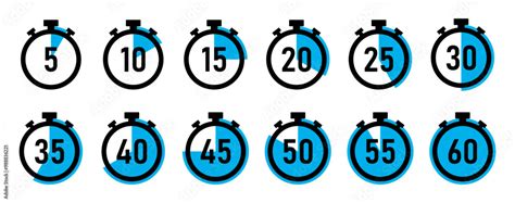 Stopwatch Timer Countdown Clock Set With 5 To 60 Minutes In Blue Color