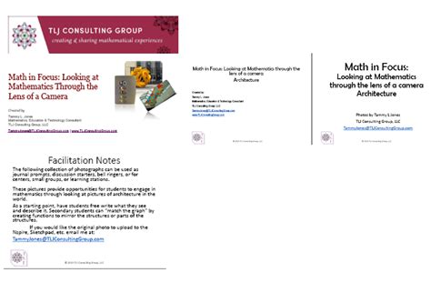 Math In Focus Looking At Mathematics Through The Lens Of A Camera K 12