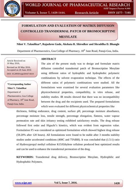 Pdf Formulation And Evaluation Of Matrix Diffusion Dokumentips