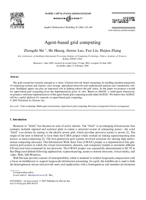 Pdf Agent Based Grid Computing