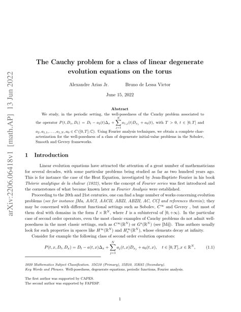 Pdf The Cauchy Problem For A Class Of Linear Degenerate Evolution