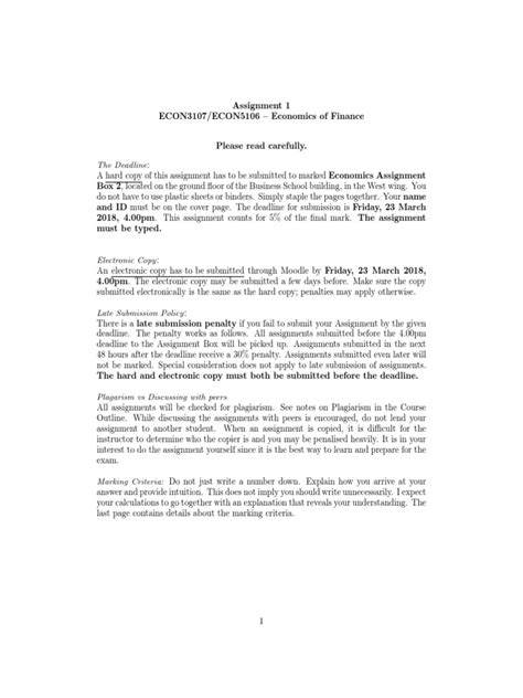 Assignment 1 Pdf Arbitrage Business