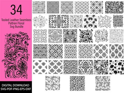 Seamless Patterns Svg Bundle Tooled Leather Svg Seamless Tumbler Png
