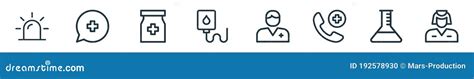 Pictogrammen Voor Medische Artikelen Lineaire Set