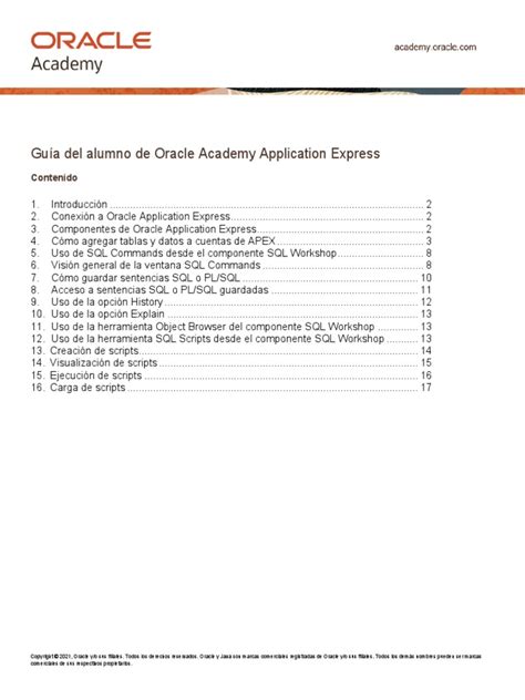 Apex Learner Guide Esp Pdf Sql Oracle Corporation