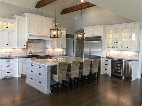 White Inset Cabinets With A Dark Wood Floor Decorative Wood Hood