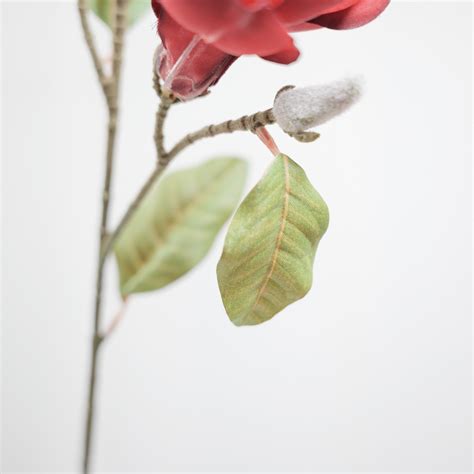 아티플라자 실크플라워 붉은 목련 꽃 가지 82cm 인테리어조화 매그놀리아