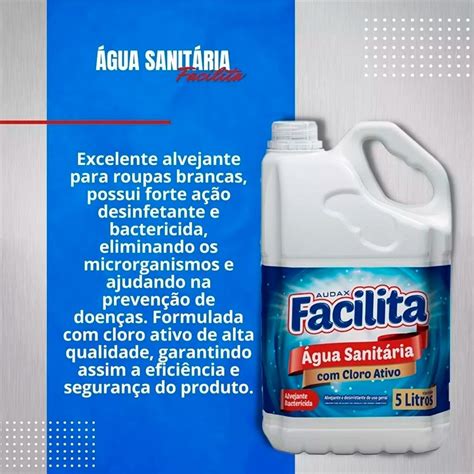 Kit 2 Água Sanitária Cloro Ativo Facilita 5l