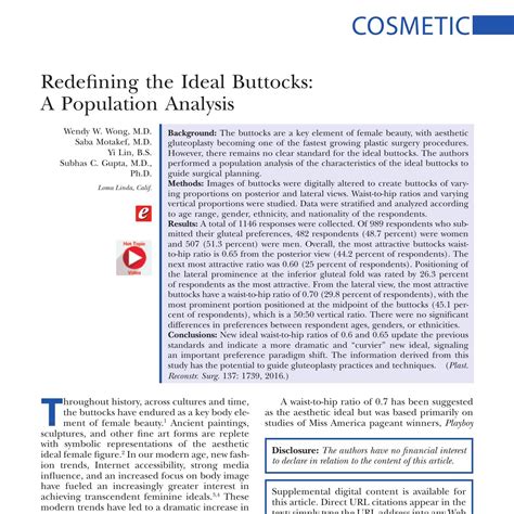 Redefining The Ideal Buttocks Plastic And Reconstructive Surgery Vol