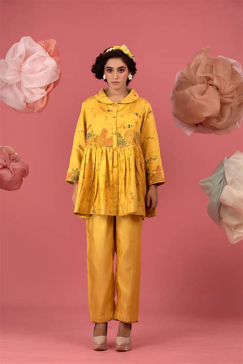 Marine Embellished Chiniya Silk Co Ord Set Chinaya Banaras