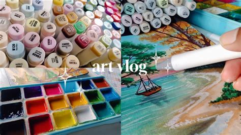 🌷art Vlog Drawing A Beautiful Scenes With Alcohol Markers Youtube