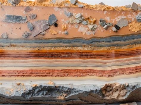 Layered Earth Sample Displaying Soil Stratigraphy Sedimentation And