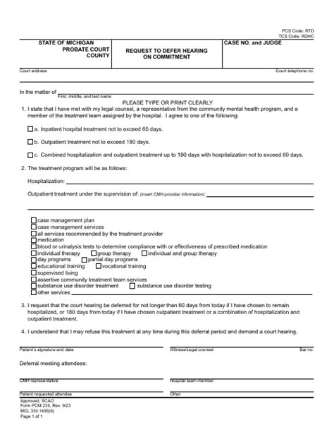 Commitment Hearing Templates Pdf Download Fill And Print For Free