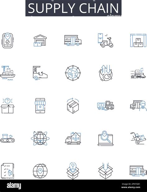 Supply Chain Outline Icons Collection Value Stream Logistics Nerk