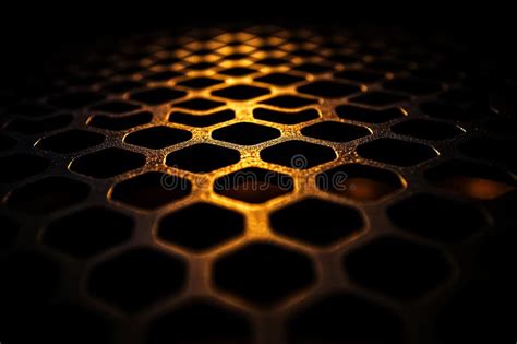 A Simple Hexagon Grid With Glowing Edges And Soft Shadows In A Dark Sleek Background Stock