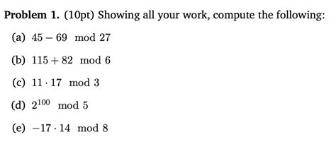 Solved Problem 1 10pt Showing All Your Work Compute The