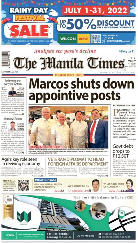 The Manila Times Front Page July 02 2022 The Manila Times