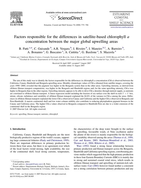 Pdf Factors Responsible For The Differences In Satellite Based Chlorophyll A Concentration