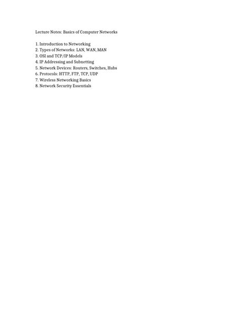 Lecture Notes Computer Networks Pdf