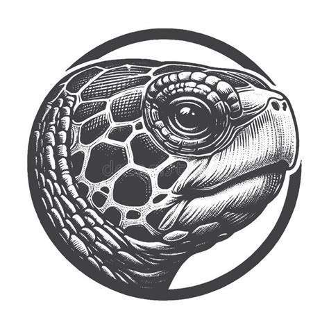 European Pond Turtle Side Head Calm Nature Illustration Stock Vector