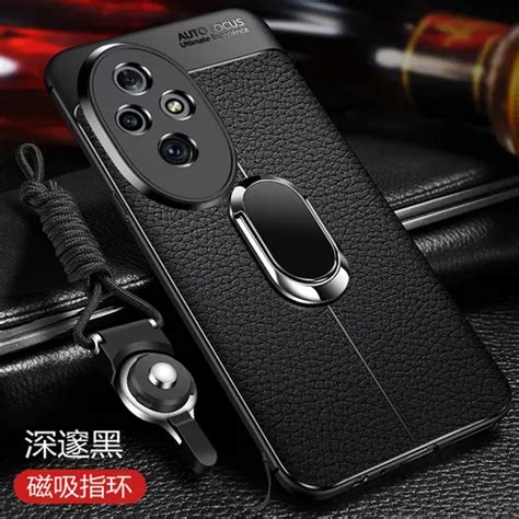 Funda Para Teléfono Honor 200 Pro Litchi Grain Con Anillo Y Cordón