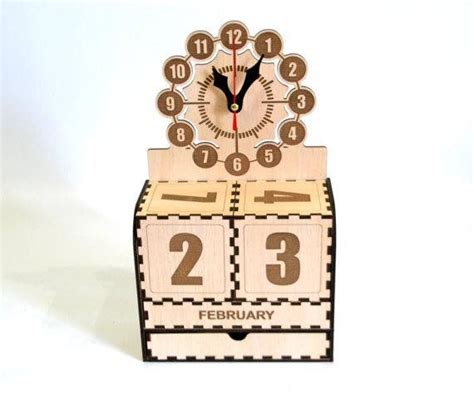Вічний календар із годинником Календар із кубиками Настільний вічний календар у кабінет Дерев