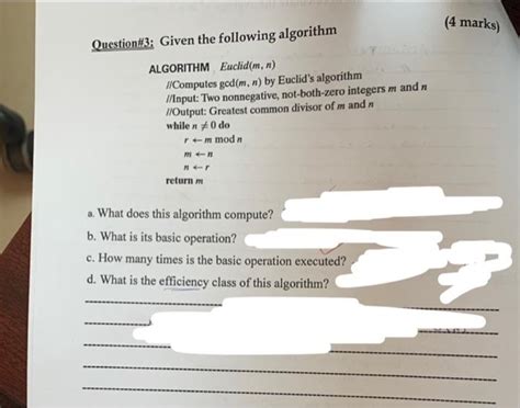 Solved 4 Marks Question3 Given The Following Algorithm