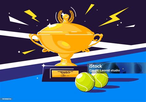 챔피언십 컵 테니스 토너먼트 우승자의 골드 컵의 벡터 일러스트 1위에 대한 스톡 벡터 아트 및 기타 이미지 1위 경기 스포츠 경쟁 Istock