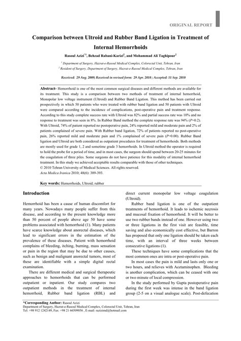Pdf Comparison Between Ultroid And Rubber Band Ligation In Treatment