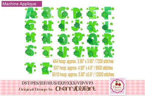 Patricks Day Letters Monograms Machine Embroidery 1519b