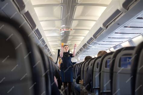 Premium Photo Riga Latvia April 03 2019 Stewardesses In The Cabin Of