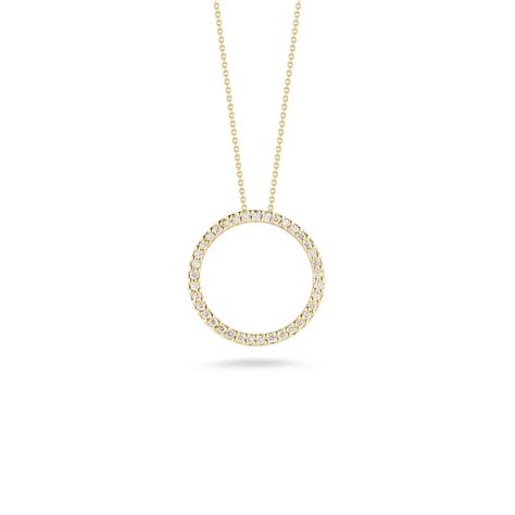 Roberto Coin 18k Yellow Gold Small Circle Pendant With Diamonds