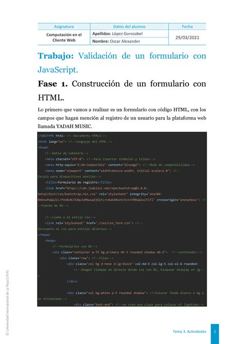 Formulario Validaci N Con Js Computaci N En El Cliente Web Apellidos