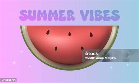 3d 벡터 수박입니다 트로피컬 프루츠 프린트 여름 배너입니다 여름 분위기 판매 클립 아트 신선한 과일 3d 벡터 수박 아이콘 절연 벡터 일러스트 레이 션 Eps 10 0명에