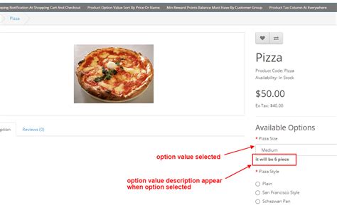 Opencart Option Value Description