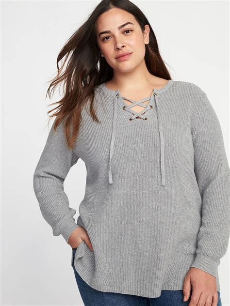 Lace Up Neck Plus Size Sweater Old Navy Plus Size Sweaters Plus