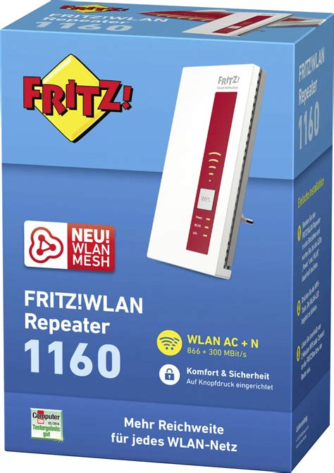 AVM FRITZ WLAN Repeater 1160 WiFi Versterker 867 MBit S 2 4 GHz 5 GHz