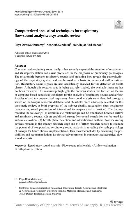 Computerized Acoustical Techniques For Respiratory Flow Sound Analysis