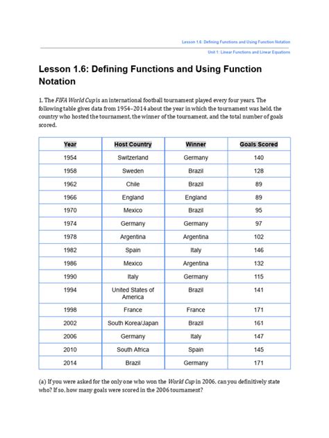 Lesson 16 Defining Functions And Using Function Notation Pdf