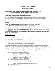 IWBS001 Assignment 2 Docx IWBS001 Web Systems Semester 3 2022